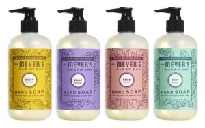 mrs. meyer's clean day holiday hand soap bundle (mint + lilac + daisy + rose)