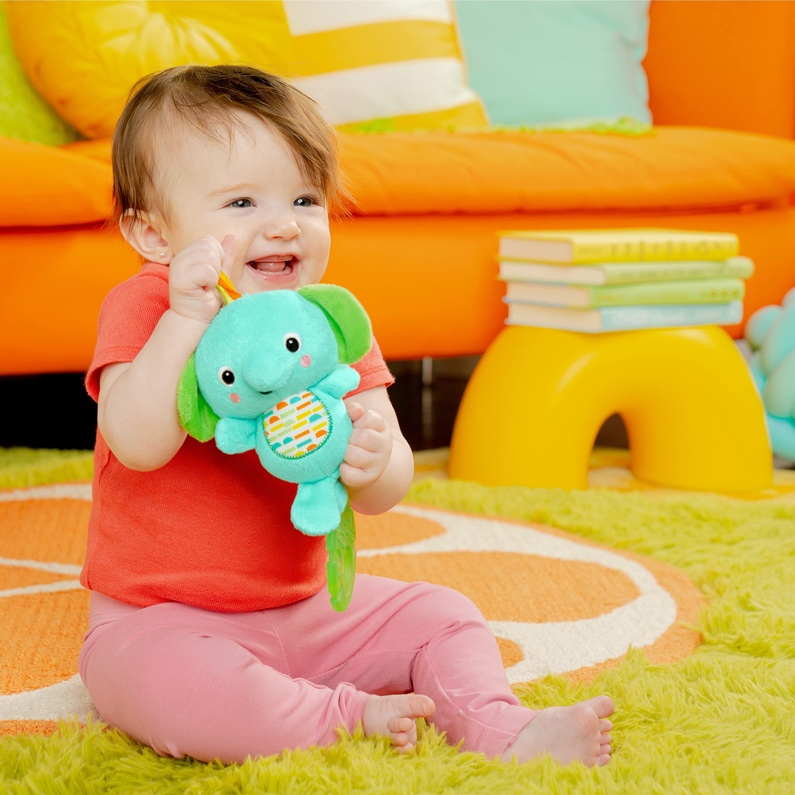 Bright Starts Tug Tunes On-The-Go Toy for Stroller and Carriers - Elephant - Unisex, Newborn +