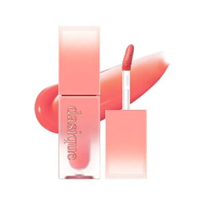 dasique juicy dewy tint (02 melon sherbet) 0.12 oz | light application with moisture | long-wearing glossy lip stain, non-sticky | vegan, cruelty-free | k-beauty