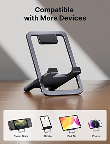 JSAUX Universal Tablet Stand, Portable Foldable Tablet Holder for Desk Compatible with iPad Mini/Air, Samsung Galaxy Tab, Kindle Fire, Steam Deck, Switch, ROG Ally, iPhone and Other Tablets-Gray