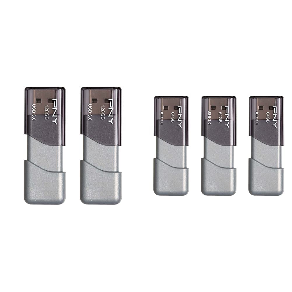 PNY 128GB Turbo Attaché 3 USB 3.0 Flash Drive, 2-Pack & PNY 64GB Turbo Attaché 3 USB 3.0 Flash Drive 3-Pack