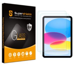 supershieldz (2 pack) designed for ipad 10th generation 10.9 inch (2022) screen protector, (tempered glass) anti scratch, bubble free