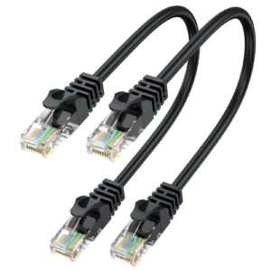 apojodly cat6 ethernet cable 1ft 2-pack, short patch cable 1 foot cord (cat 6 cable, internet rj45 cable, network cable) 10gbps for gaming, patch panel, cable management, router, modem