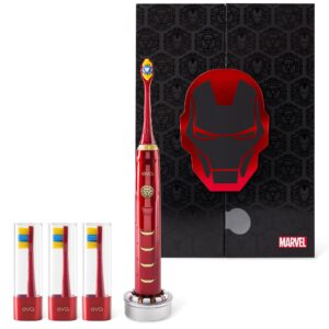 evo irm-1 rechargeable sonic toothbrush, marvel iron man electric toothbrush for adults, electric toothbrush with 4 toothbrush heads & charger included