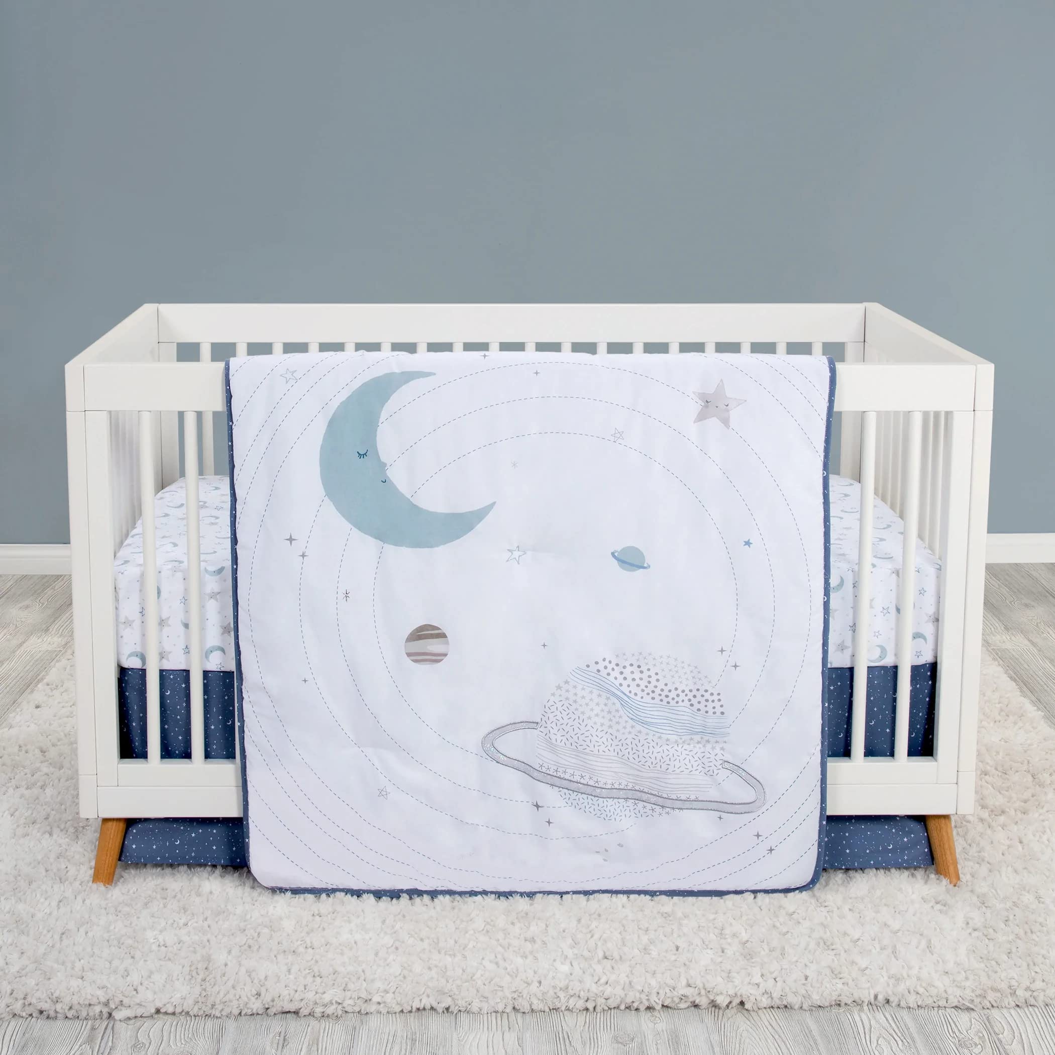 Trend Lab Celestial Space 3 Piece Crib Bedding Set, Includes Nursery Quilt, Fitted Crib Sheet and Crib Skirt 103728