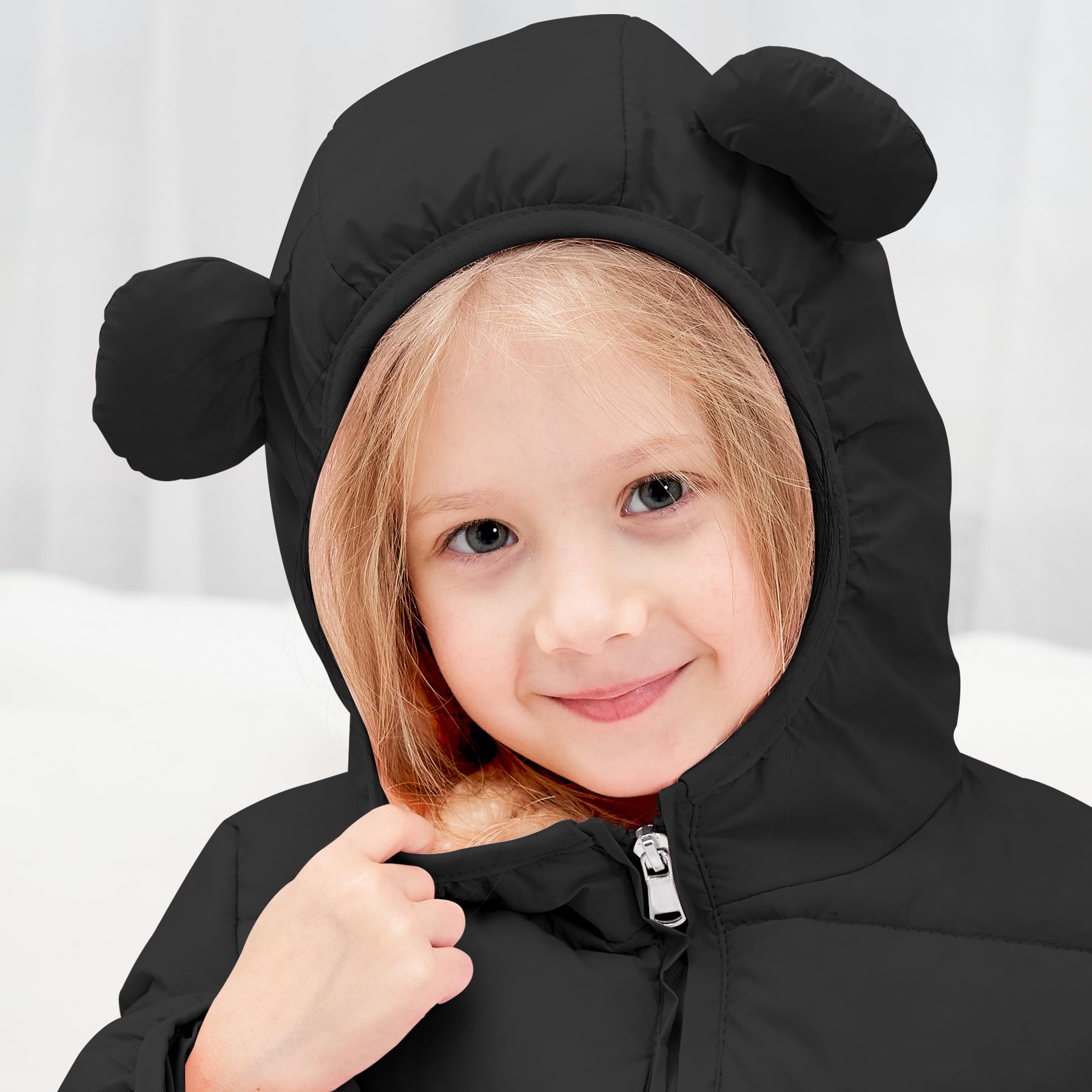 ANHDM Toddler Boys Girls Thicken Winter Coat Baby Fleece Warm Hooded Jacket Clothes 2024, Black, 2-3T/ Tag 100