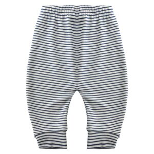 Hakochia Soft and Comfy 100% Cotton Baby Pants for Baby Boys and Girls with Ample Diaper Room 0-12 Months Blue