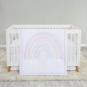 trend lab rainbow 3 piece crib bedding set, includes nursery quilt, fitted crib sheet and crib skirt