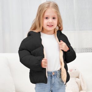 ANHDM Toddler Boys Girls Thicken Winter Coat Baby Fleece Warm Hooded Jacket Clothes 2024, Black, 2-3T/ Tag 100