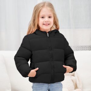 ANHDM Toddler Boys Girls Thicken Winter Coat Baby Fleece Warm Hooded Jacket Clothes 2024, Black, 2-3T/ Tag 100