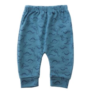 Hakochia Soft and Comfy 100% Cotton Baby Pants for Baby Boys and Girls with Ample Diaper Room 0-12 Months Blue