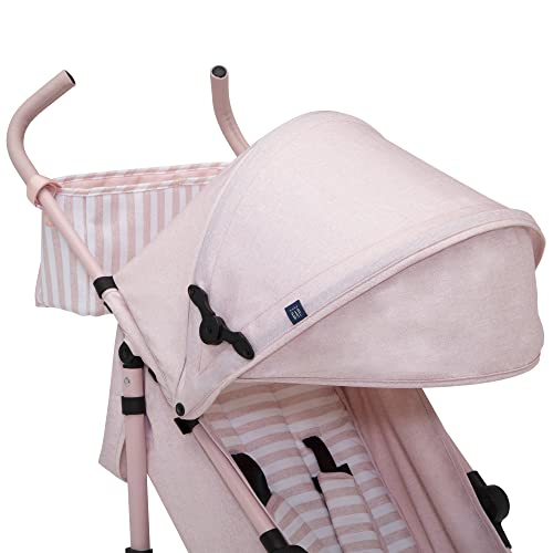 babyGap Classic Stroller - Lightweight Stroller with Recline, Compact Fold & Removable Parent Organizer - Made with Sustainable Materials, Pink Stripes