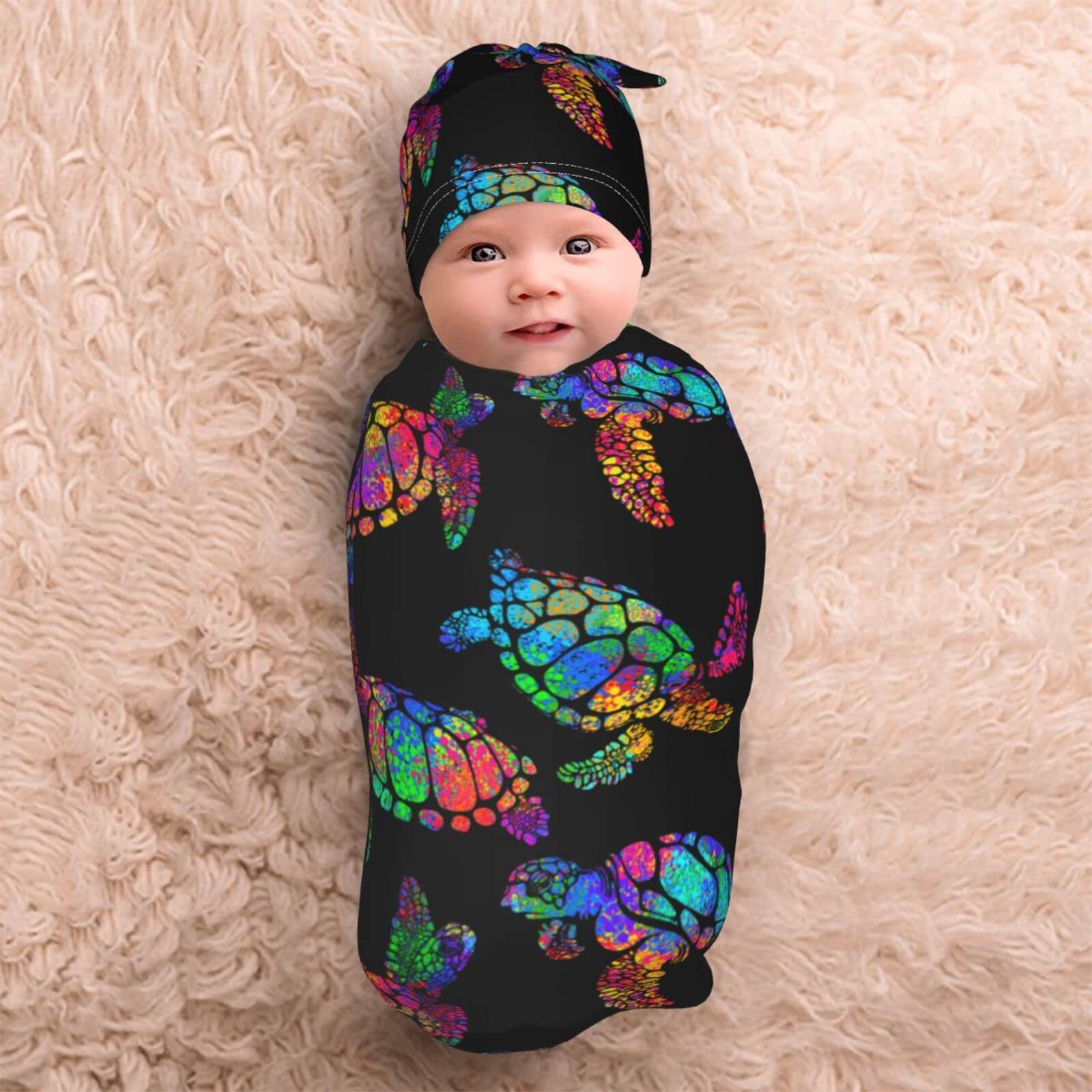 AuHomea Sea Turtle with Ocean Baby Swaddle Blankets for 0-6 Months Girl Newborn Swaddles Sleep Sack Nursery Swaddle Wrap