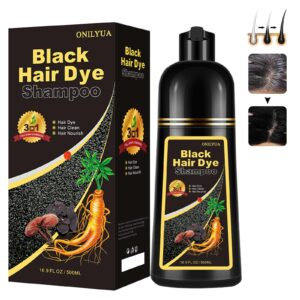 fvquhvo instant black hair shampoo hair color shampoo for gray hair, 16.9 fl oz, natural long lasting black hair dye shampoo 3 in 1 for men & women, black shampoo easy to use at home