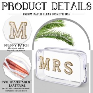 LEIFIDE Bride Bag Clear Makeup Bag Bride Gift Cosmetic Bag Mrs Pearl Bags Bride Toiletry Bag Wifey Makeup Pouch Rhinestone Letter PVC Cosmetics Bag Travel Case Bride Purse Portable Bag(MRS Style)