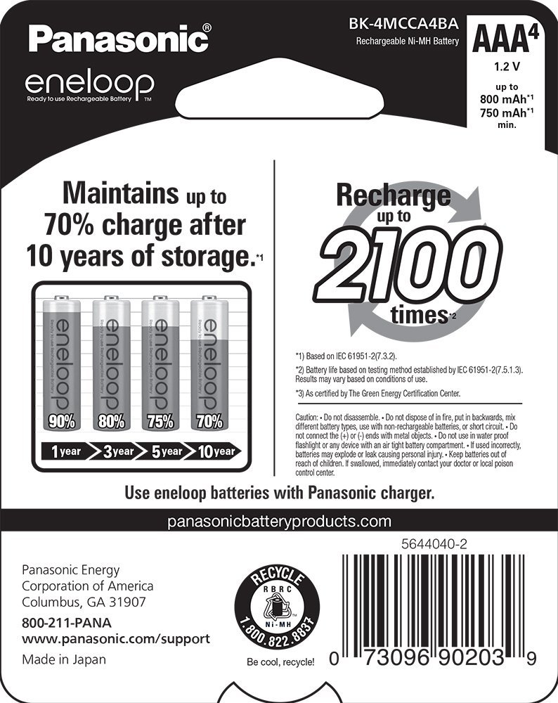 Eneloop Panasonic AA and AAA 2100 Cycle Ni-MH Pre-Charged Rechargeable Batteries 16-Battery Pack