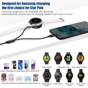 2 in1 Samsung Watch Charger,25W USB C Fast Charger Compatible with Galaxy Watch 7/6/6 Classic/5 Pro/5/4 /4 classic/3/Active2/1 and GalaxyS24/S23 /S22/21/20 Note/Z Fold 6(5ft)