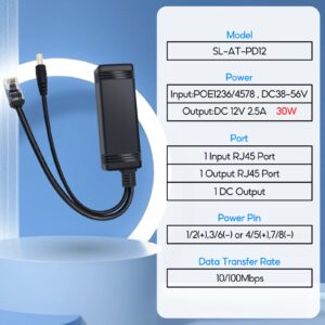 【Upgrade】 SODOLA 30W PoE Splittler, 12V 2.5A Output,IEEE 802.3af/at Standard, Power Over Ethernet Active Splitter Adapter for Security Camera CCTV Surveillance