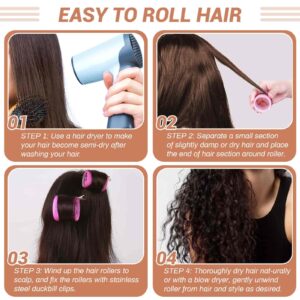 Self Grip Hair Rollers Curlers Set - 24 Pieces with 3 Sizes (4 Jumbo, 4 Large, 4 Medium) and 12 Clips for Volume on Long, Short, Thick, or Fine Hair