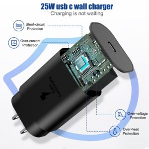 2 in1 Samsung Watch Charger,25W USB C Fast Charger Compatible with Galaxy Watch 7/6/6 Classic/5 Pro/5/4 /4 classic/3/Active2/1 and GalaxyS24/S23 /S22/21/20 Note/Z Fold 6(5ft)