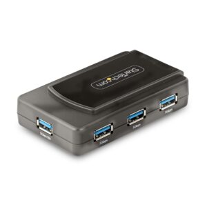 startech.com 7-port usb hub with on/off switch - usb 3.0 5gbps - usb-a to 7x usb-a - compact self powered usb-a hub w/ 35w power supply - desktop/laptop usb hub - usb expansion hub (5g7as-usb-a-hub)