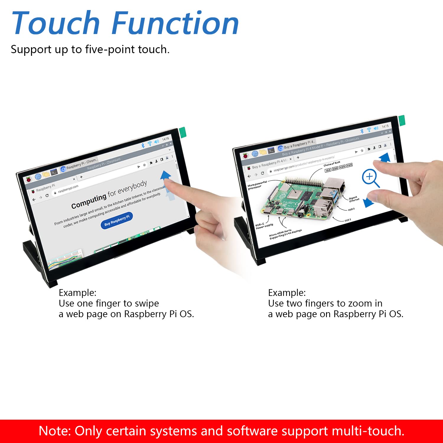 FREENOVE 7 Inch HDMI Touchscreen Monitor for Raspberry Pi 5 4 Jetson Nano PC (No Shell), 1024x600 Pixel IPS Display, 5-Point Touch Capacitive Screen