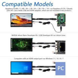 FREENOVE 7 Inch HDMI Touchscreen Monitor for Raspberry Pi 5 4 Jetson Nano PC (No Shell), 1024x600 Pixel IPS Display, 5-Point Touch Capacitive Screen