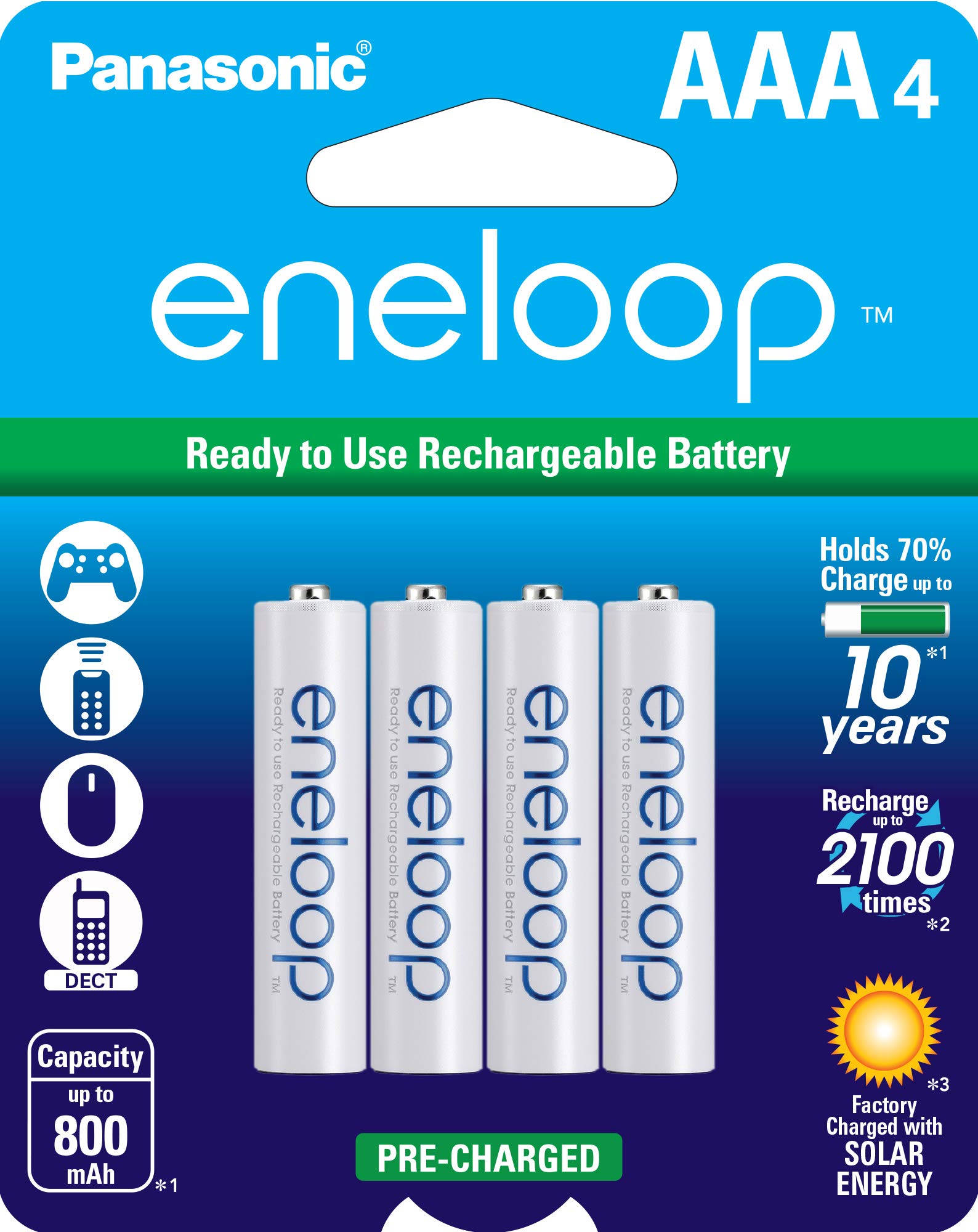 Eneloop Panasonic AA and AAA 2100 Cycle Ni-MH Pre-Charged Rechargeable Batteries 16-Battery Pack