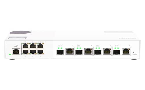 QNAP 10-Port 10GbE Layer 2 Managed Switch with 4 x 10GbE SFP+/RJ45 Combo and 6 x 2.5GbE RJ45 Ports (QSW-M2106-4C-US)