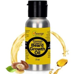 savage organics - premium organic beard growth oil: nourishing beard growth serum, infused with all-natural organic ingredients to boost beard growth - 2 oz bottle