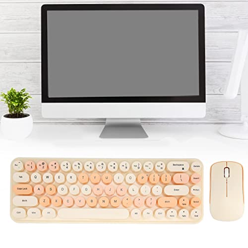 USB Keyboard Mouse, Gaming Keyboard Mouse 3 DPI 2.4G Wireless for Business (Tawny Mixed Color)