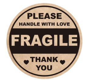 2 inch 300 pcs fragile stickers for shipping please handle with love and thank you waterproof stickers