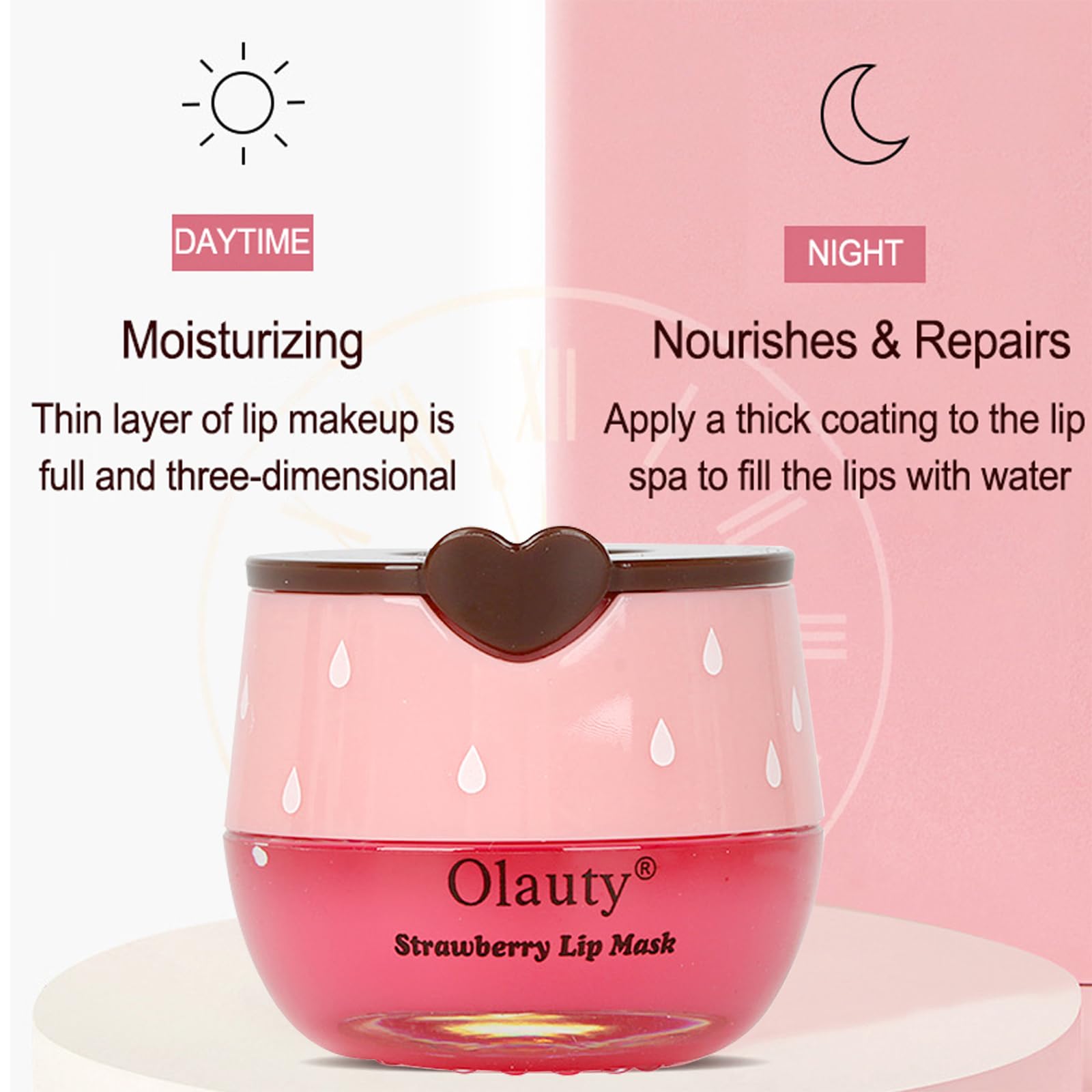 2 PCS Strawberry Sleeping Lip Mask, Bee Lip Balm Lip Mask Honey Pot Propolis Moisturizing Lip Balm with Stick,Plumping Lip Hydrating Prevention Dry & Cracked Lip Scrubs Exfoliato Lip Wrinkle Skin Care