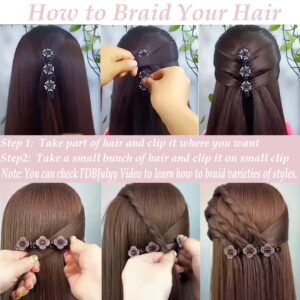 Sparkling Crystal Stone Braided Hair Clover Clips for Thick Thin Hair, Girls / Women Hair Accessories for Styling Sectioning, Large, 8 Pcs