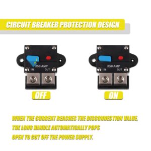 EPLZON 250A Circuit Breaker Resettable Circuit Breaker 250 amp Self Recovery Circuit Breaker Manual Reset Button for Car Audio and Amps Protection