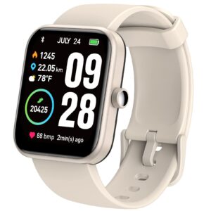 tozo s2 44mm smart watch alexa built-in fitness tracker with heart rate and blood oxygen monitor, sleep monitor 5atm waterproof hd touchscreen for men women compatible with iphone&android champagne