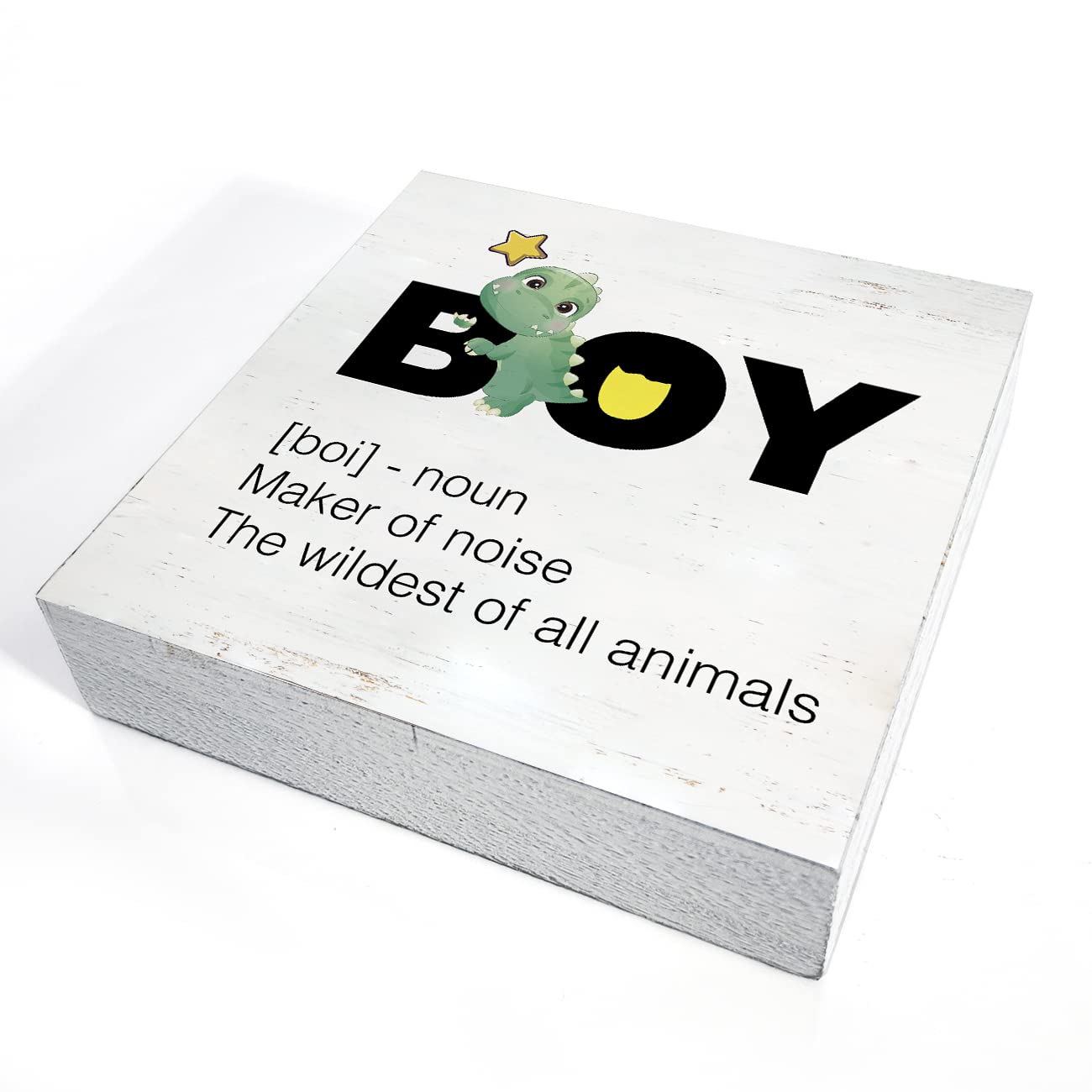 Dinosaur Nursery Wood Box Sign Baby Dinosaur Dino Boy Definition Wooden Box Sign Block Plaque for Wall Desk Home Boys Room Decoration