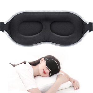 mzoo luxury sleep mask for back and side sleeper, completely block out light sleeping eye mask for women men, zero eye pressure 3d contoured night blindfold, breathable & soft eye shade cover black