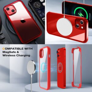 UBUNU for iPhone 14 Case with Screen Protector Built in Tempered Glass Upgraded Dual Layer 360 Full Body Protective Clear Phone Case for iPhone 14 6.1 inch for Men Women - Red