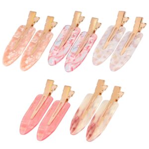 magicsky 10pcs no bend hair clips for styling, acrylic resin flat clip, no crease curl small pin, bang seamless hair barrette tool for makeup-hairstyle accessories for women girls, pink opal