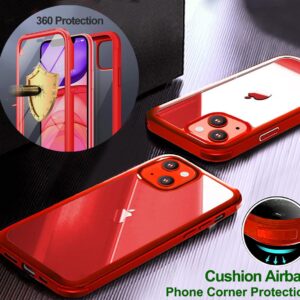 UBUNU for iPhone 14 Case with Screen Protector Built in Tempered Glass Upgraded Dual Layer 360 Full Body Protective Clear Phone Case for iPhone 14 6.1 inch for Men Women - Red