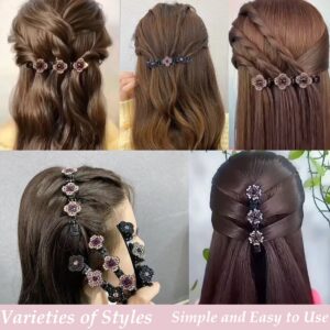 Sparkling Crystal Stone Braided Hair Clover Clips for Thick Thin Hair, Girls / Women Hair Accessories for Styling Sectioning, Large, 8 Pcs