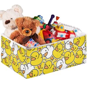 visesunny square storage bins duck rubber ducky cartoon storage baskets canvas fabric storage boxes foldable nursery basket for clothes,books,toys,shelves,gifts