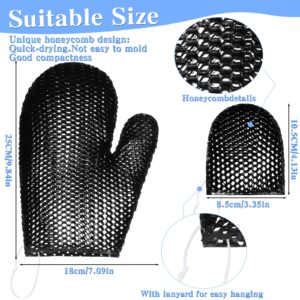 Vesici 2 Pcs Honeycomb Exfoliating Glove Set Exfoliating Bath Mitt Honeycomb Face and Body Scrubber Exfoliating Shower Mitt Sponges for Cleaning Body Shower Face Skin Beauty Spa(Black)