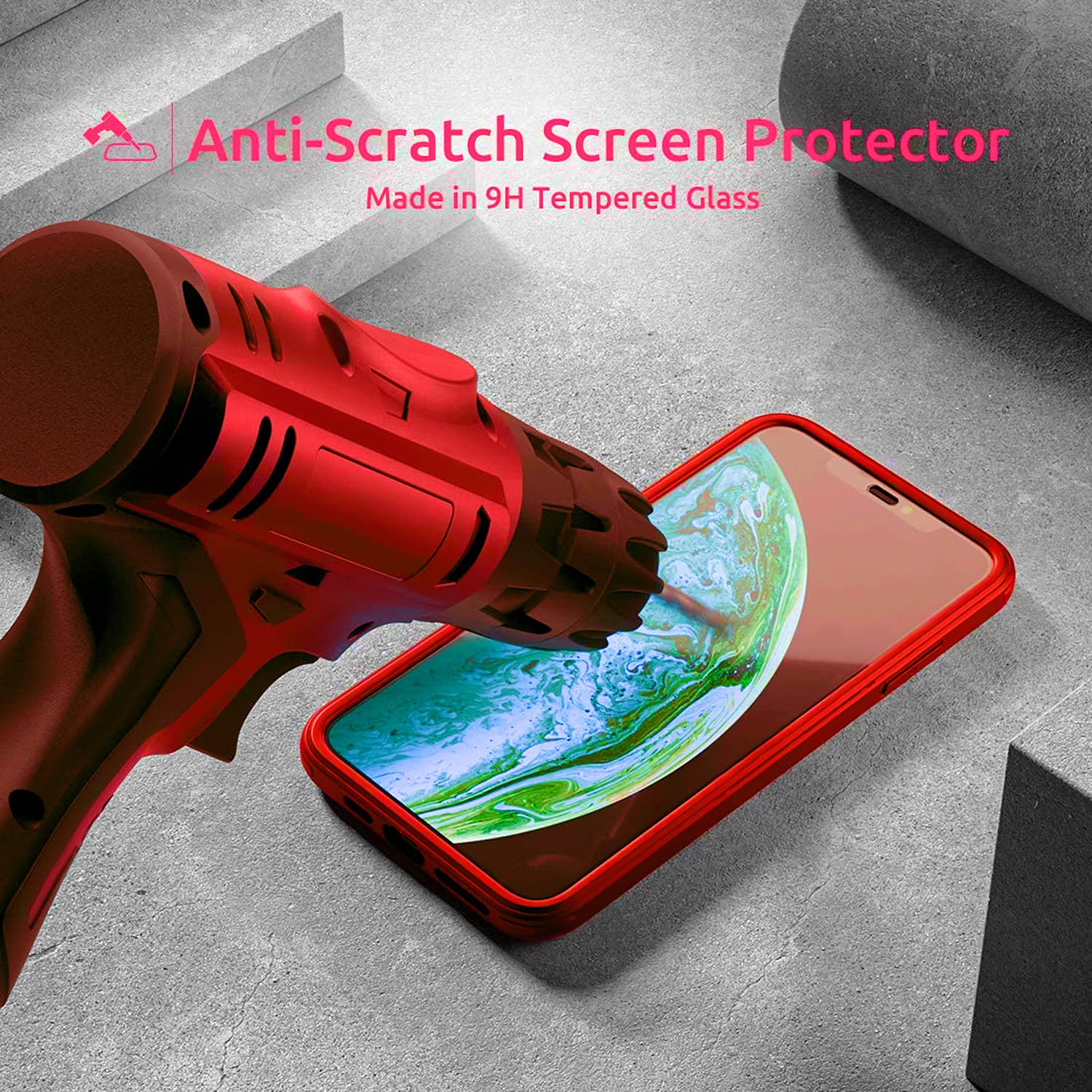 UBUNU for iPhone 14 Case with Screen Protector Built in Tempered Glass Upgraded Dual Layer 360 Full Body Protective Clear Phone Case for iPhone 14 6.1 inch for Men Women - Red