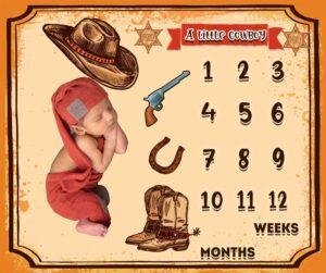 kikidor western cowboy baby monthly milestone blanket country leather boots cowboy hat newborn photo props baby shower party decor new baby to 12 months growth calendar blanket 48x40 inch btzyki82