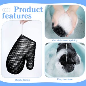 Vesici 2 Pcs Honeycomb Exfoliating Glove Set Exfoliating Bath Mitt Honeycomb Face and Body Scrubber Exfoliating Shower Mitt Sponges for Cleaning Body Shower Face Skin Beauty Spa(Black)