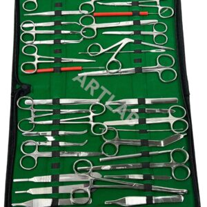 Premium ARTLAB 157 Pieces Instruments Kit Veterinary Scissors Forceps Needle Holders Scalpel Handle, Stainless Steel Instruments kit with Carrying case