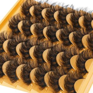 Fluffy Mink Lashes Dramatic Eyelashes 5D Full Faux Mink Lashes Pack 14 Pairs Fake Eyelashes Multipack by Eefofnn