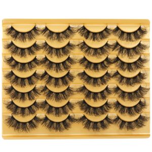 Fluffy Mink Lashes Dramatic Eyelashes 5D Full Faux Mink Lashes Pack 14 Pairs Fake Eyelashes Multipack by Eefofnn